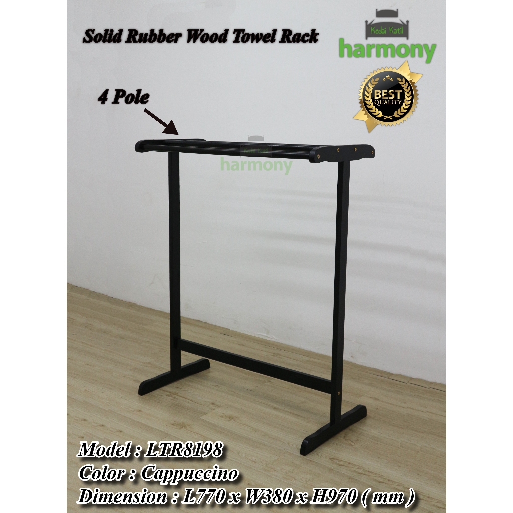 Harmony Wooden Towel Hanging Rack / 4 Pole Tuala Rack / Wood Towel Rack ...