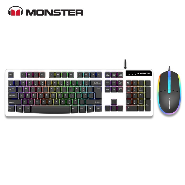 MONSTER KM1 PRO WIRED RGB LIGHT KEYBOARD MOUSE SET LAPTOP KOMPUTER ...