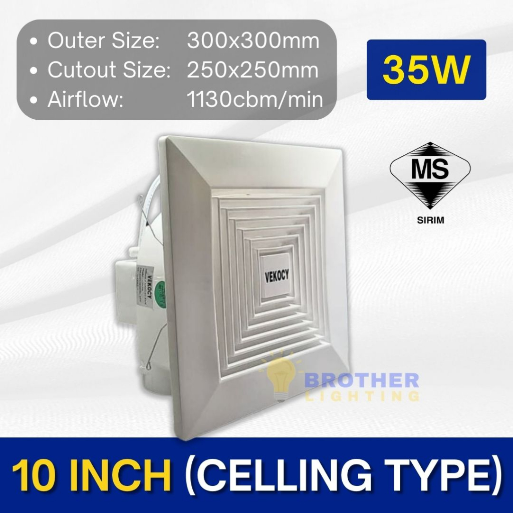 [SIRIM] Vekocy Exhaust Fan 8" / 10" / 12" Wall Exhaust Fan Ceiling ...