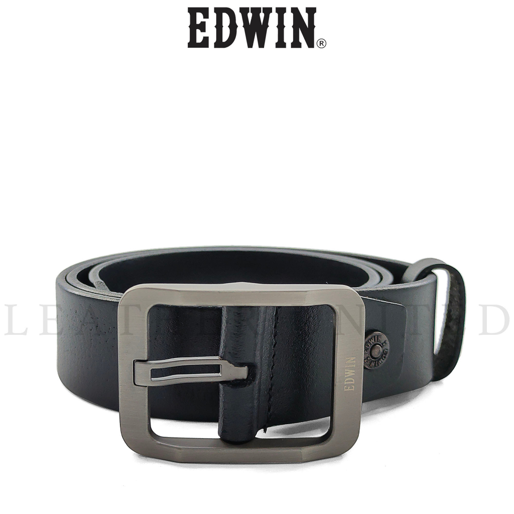 Edwin Genuine Top Grain Leather 40MM D Ring Buckle Iconic Logo Pin ...