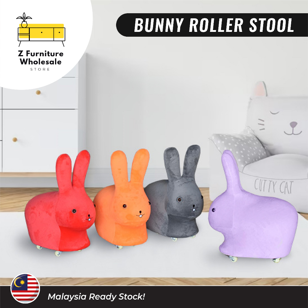 Ride-on Toy Rabbit Cartoon Sofa Stool with Roller| Cute Bunny Children ...