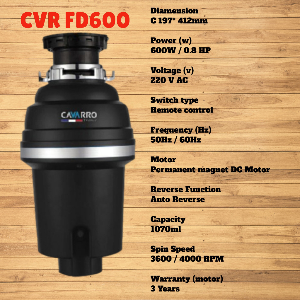 CAVARRO Food Waste Disposal CVR FD600 CVR FD700 CVR FD-800 | Shopee Malaysia