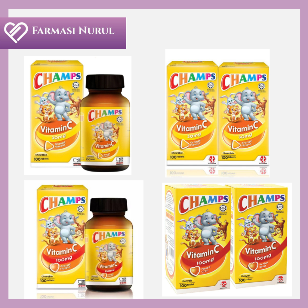 Champs Vitamin C Orange Flavour 100mg / 30mg 100 tablets | Shopee Malaysia