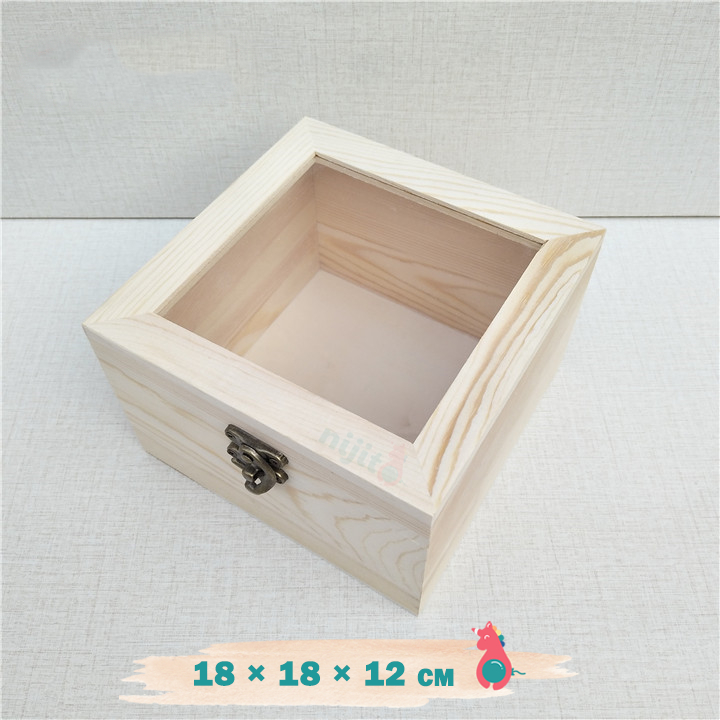 Nijito-Ins Wooden Box Glass Top Cover Jewellery Eternal Flower Storage ...