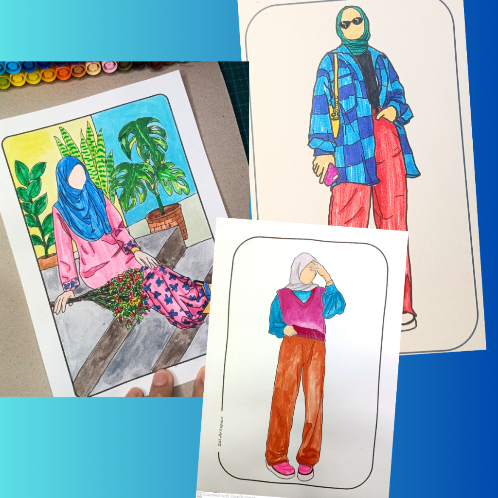 Hijabis coloring page/ Kertas mewarna Hijabis Set B | Shopee Malaysia