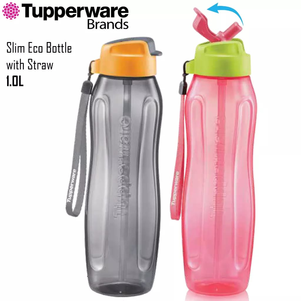Tupperware Tumbler Slim Eco Bottle with strap and straw 1L (1pc ...