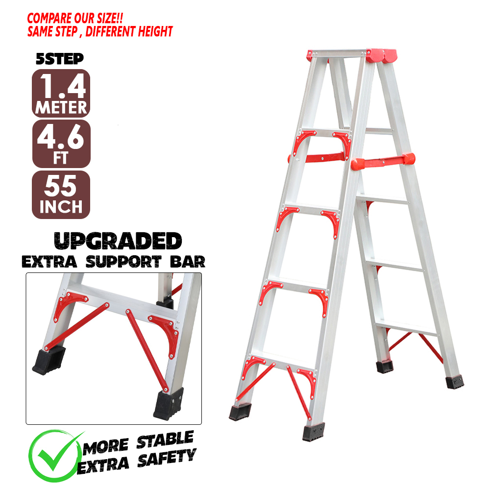 5/6/7/8 Step Ladderman Heavy Duty Aluminium Double Sided Ladder Multi ...