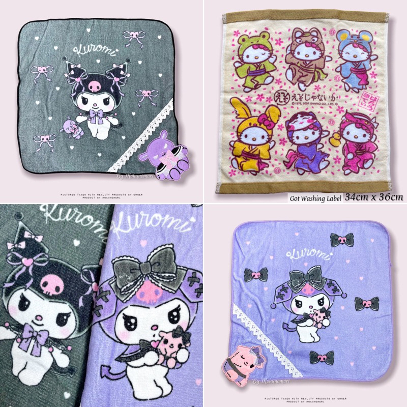 Sanrio Character Hello Kitty Kuromi Pompompurin Square Face Towel Hand ...