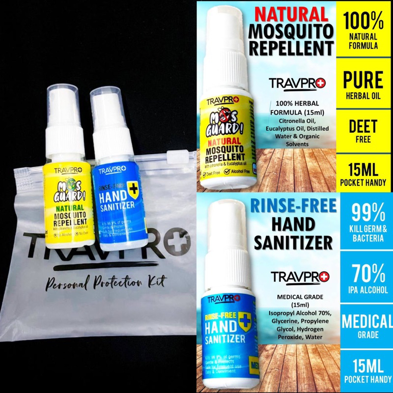 [+FREE Ziplock Bag] TravPro 2in1 Hand Sanitizer Travel & Mosquito ...