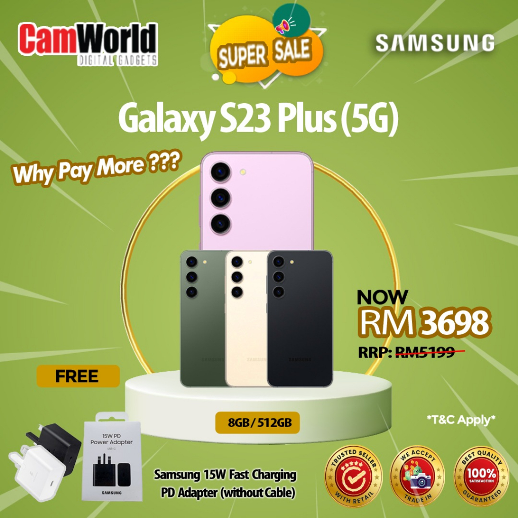 Samsung Galaxy S23+ / S23 PLUS 5G ( SM-S916 ) ( 8GB + 512GB ) With 15W | Shopee Malaysia