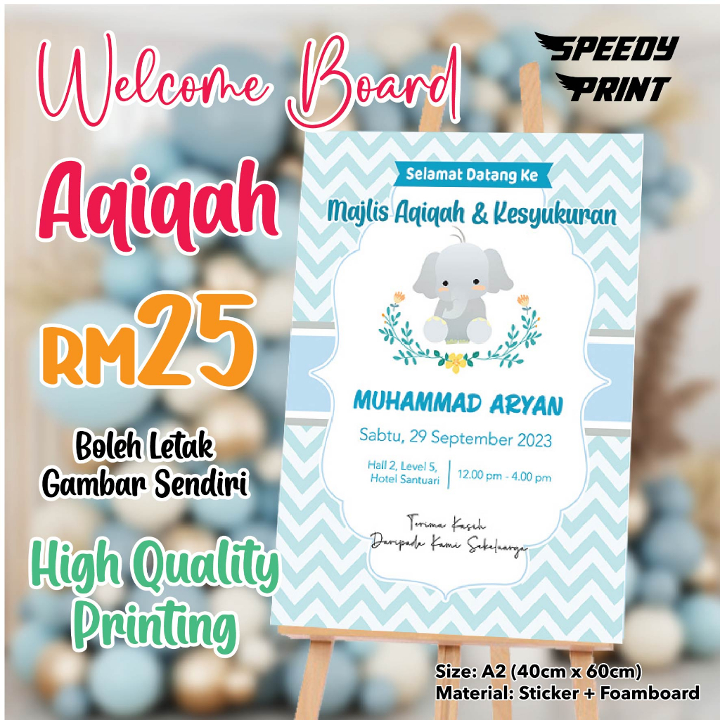Welcome Board Aqiqah / Majlis Kesyukuran / Welcome Board / Sticker ...