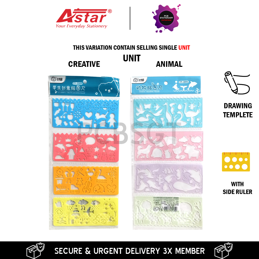 Kid Drawing Ruler Templete Animal Creative 4 In 1 Value Pack - (1's ...
