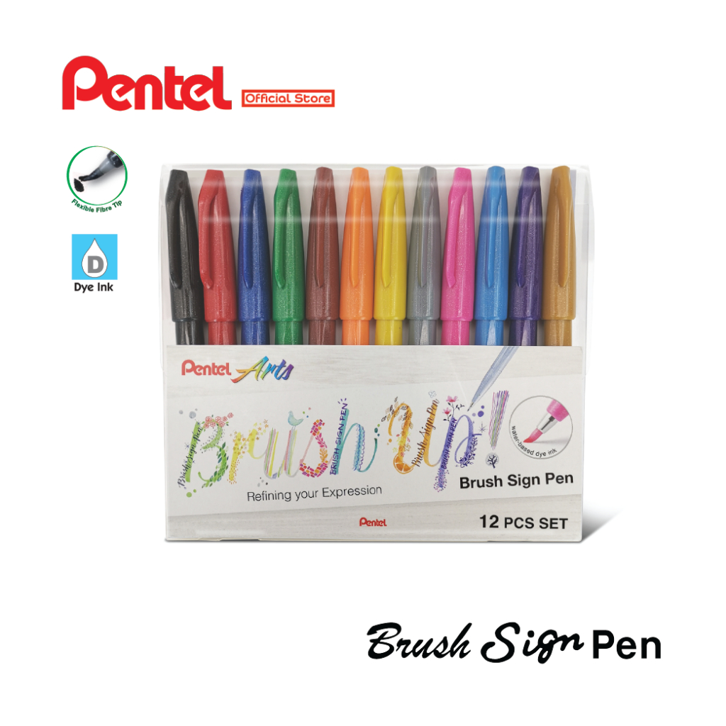 Pentel SES15C Brush Sign Pen - 12 Pcs Set | Shopee Malaysia