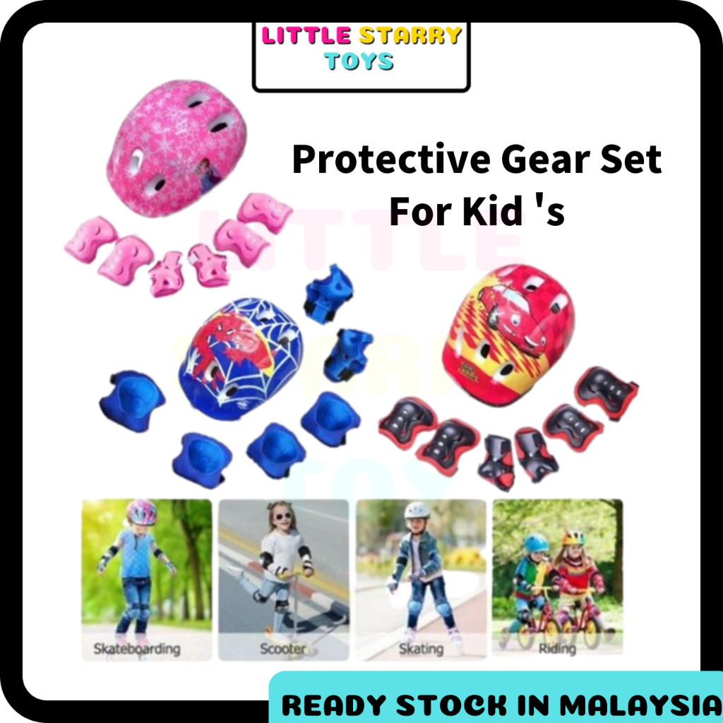 Ready Stock !!! Kids Protective Gear Set Boy Girl Helmet Knee Elbow Pad ...