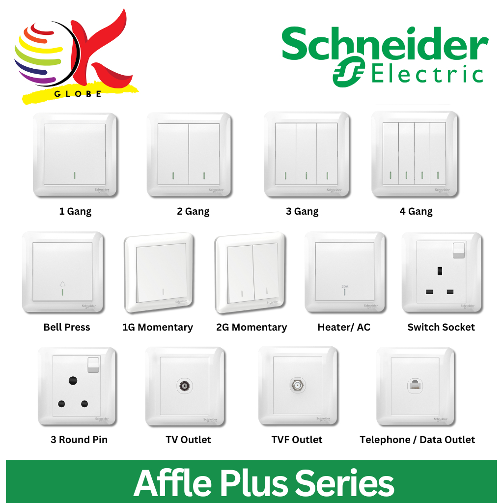 SCHNEIDER ELECTRIC AFFLE PLUS SERIES 250V 1 GANG / 20A / 13A / 15A ...