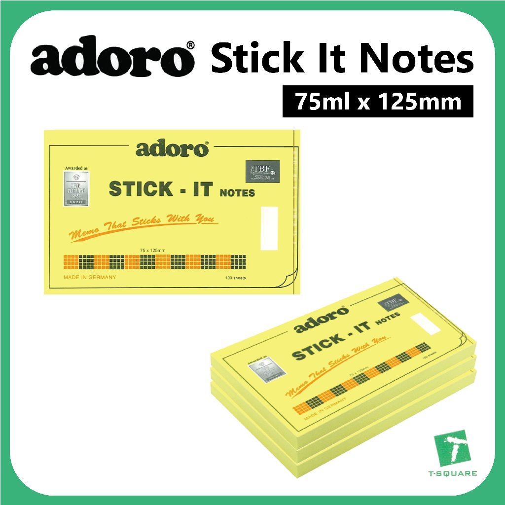 ADORO Stick -It Notes 75 x 125mm ( 100 Sheets ) | Sticky Notes For ...