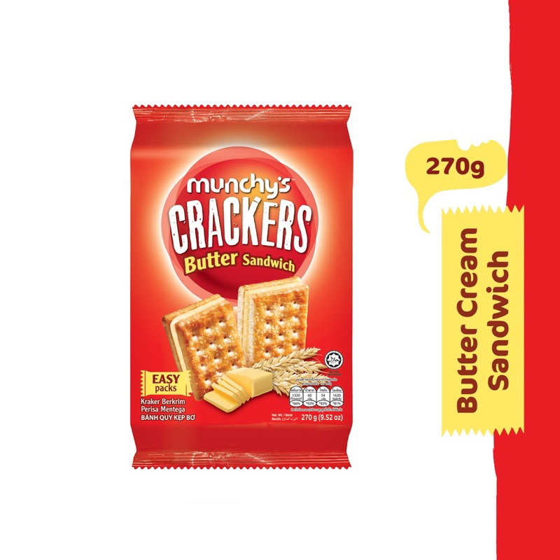 Munchy's Crackers Sandwich - Butter Flavoured Cream (270g) （One Bill ...