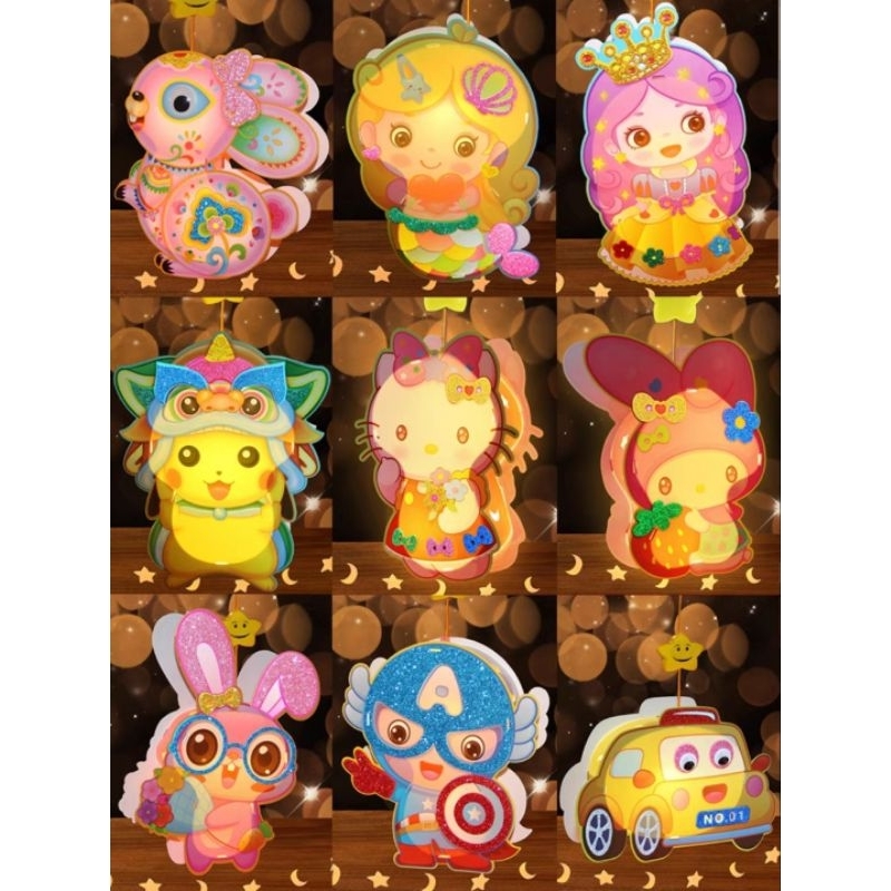 Kids Cute Cartoon DIY Lantern With LED Light & Music 儿童卡通灯光音乐灯笼中秋节玩具传统 ...