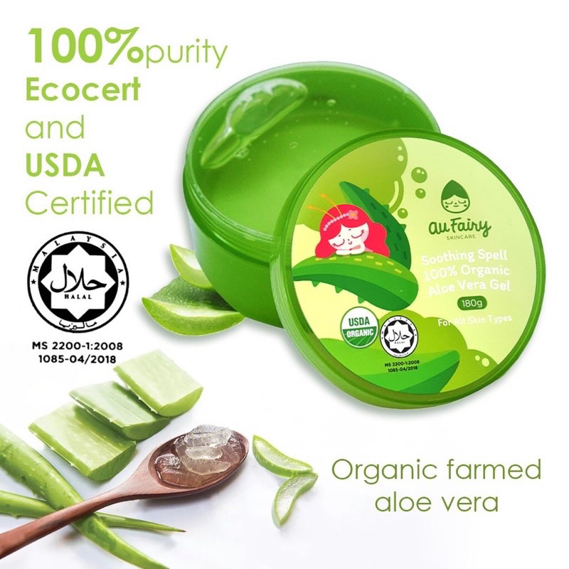 AU FAIRY SOOTHING ALOE VERA GEL 180G 100% ORGANIC ALOE VERA GEL (HALAL ...