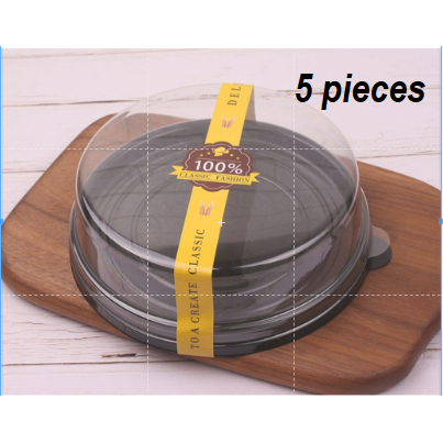 5/10 PIECES TRANSPARENT CHEESE CAKE BOX 6" + STICKER (15CM ROUND X 4 ...
