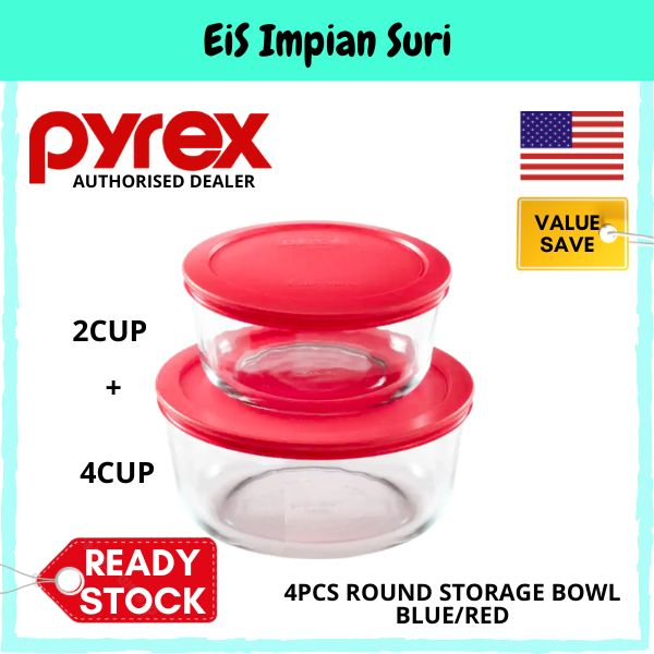 (Value Pack) Pyrex 4pcs Simply Store Round Dish Set Tupperware Bekas ...