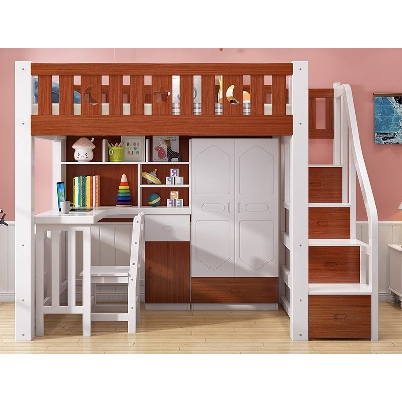 Loft Bed With Wardrobe Study Table Desk For Kids Children Stair Cabinet ...