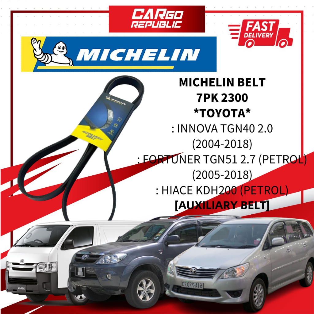 Michelin Belt [7PK 2300] Toyota Innova Tgn40 , Fortuner Tgn51 , Hiace Kdh200 Auxiliary Belt Made ...