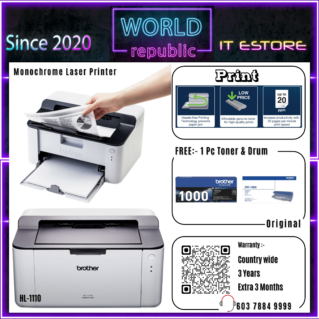 Brother Laser Printer - HL1110 HL-1110 Brother Laser Wireless Printer ...