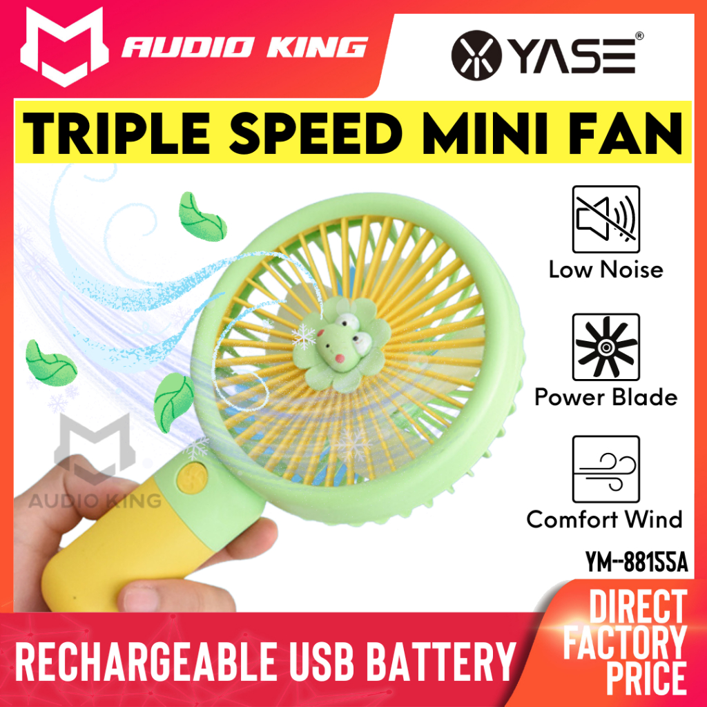 YASE Hand Held Mini Rechargeable Portable Cooling Travel Fan USB Strong ...