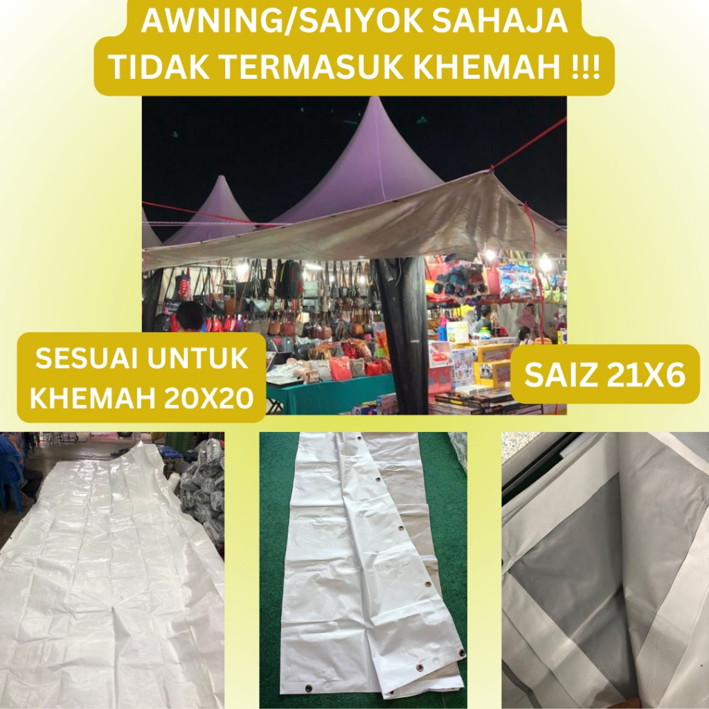 SAIYOK SAIZ 21X6 / AWNING KANVAS DEPAN KHEMAH 20X20 | Shopee Malaysia
