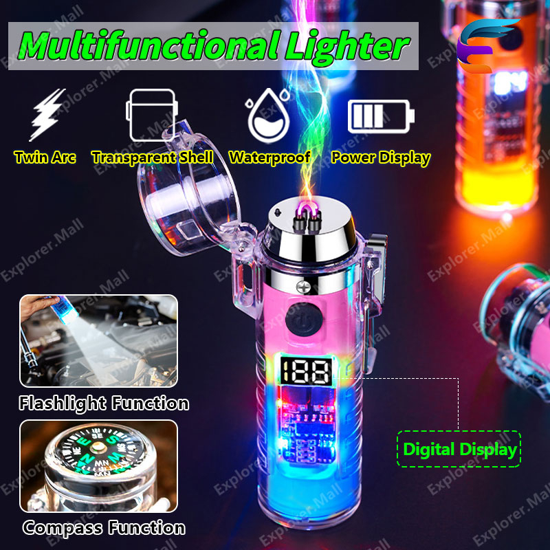 Portable Lighter Arc Transparent Lighter Electronic Lighter USB ...