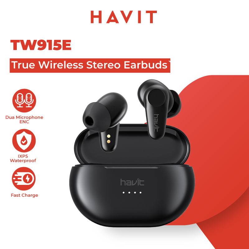 Havit TW915E True Wireless Stereo Earbuds - Black Bluetooth Earbuds ...