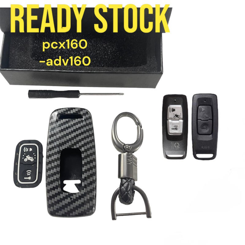 keyless honda pcx160 adv160 carbon cover sarung kunci set keychain ...