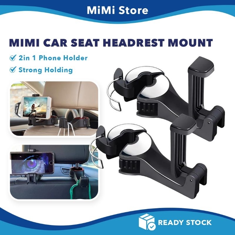 MiMi Universal Car Headrest Mount With Fan Handbag Hook Car Seat Back ...