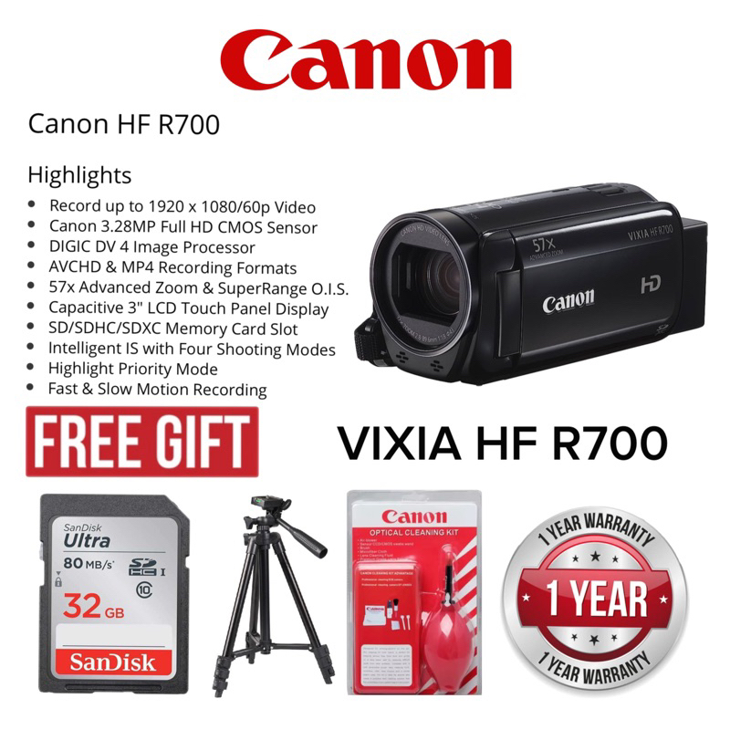 (USED)Canon Vixia HFR 700 FULL HD video cam handycam 1920x1080/60 FPS ...