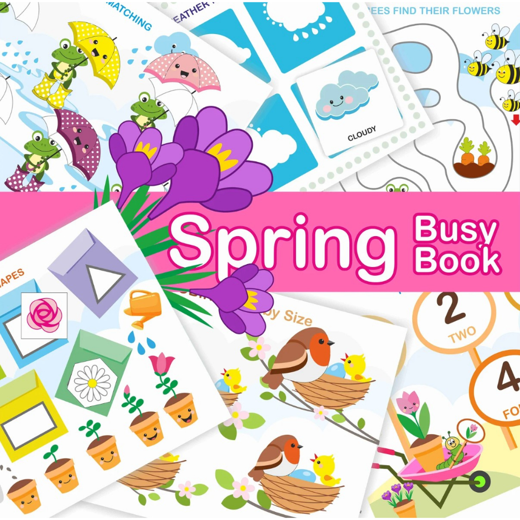 PDF] Spring Busy Quiet Book Home Learning Kids Printable Montessori ...