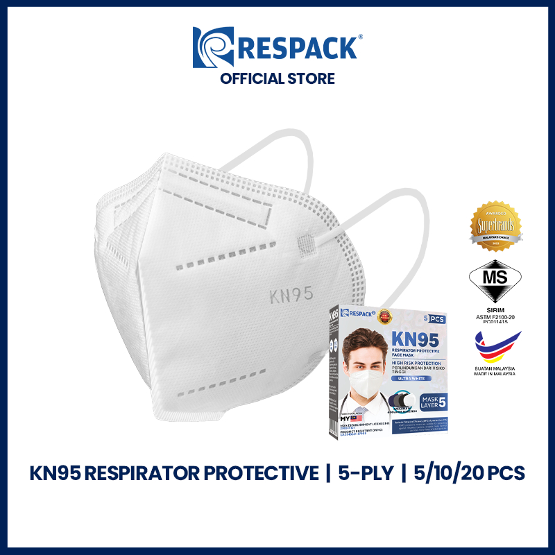 RESPACK KN95 Respirator 5-Ply Protective Face Mask (Ultra White) | Earloop | Shopee Malaysia