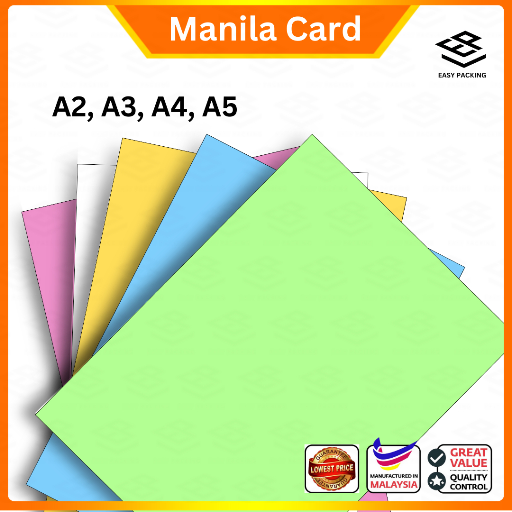 Manila Card 220Gsm A2/A3/A4/A5 Kad Manila Mix light Color Paper | Shopee Malaysia