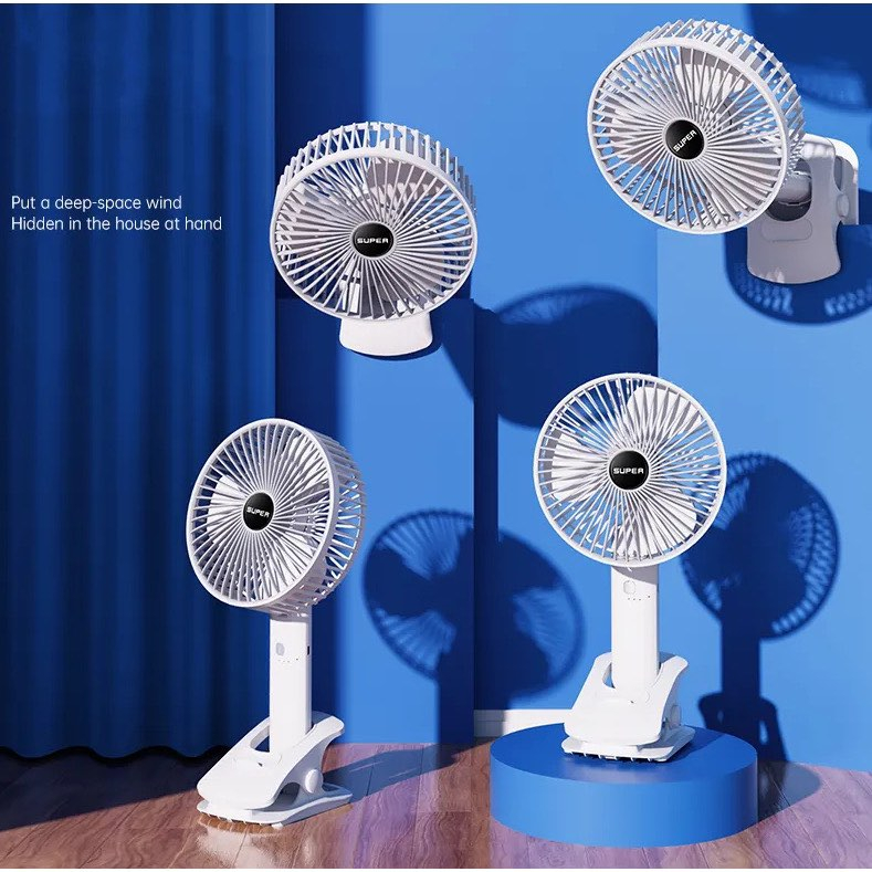 Multifunction Rechargeable Usb Cooling Fan Small Portable 3 Speeds Clip ...