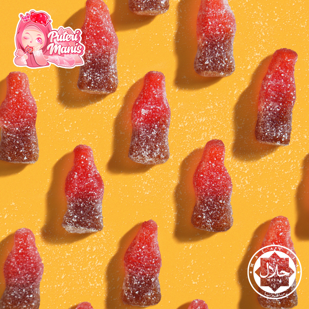 Haribo Fizz Cherry Cola Bottles Soft Candy 100g/ 200g/ 1kg | Halal ...