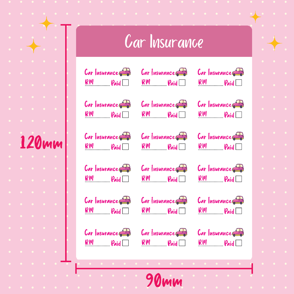 Car Insurance Planner Sticker | Icon sticker for planner | Shopee Malaysia