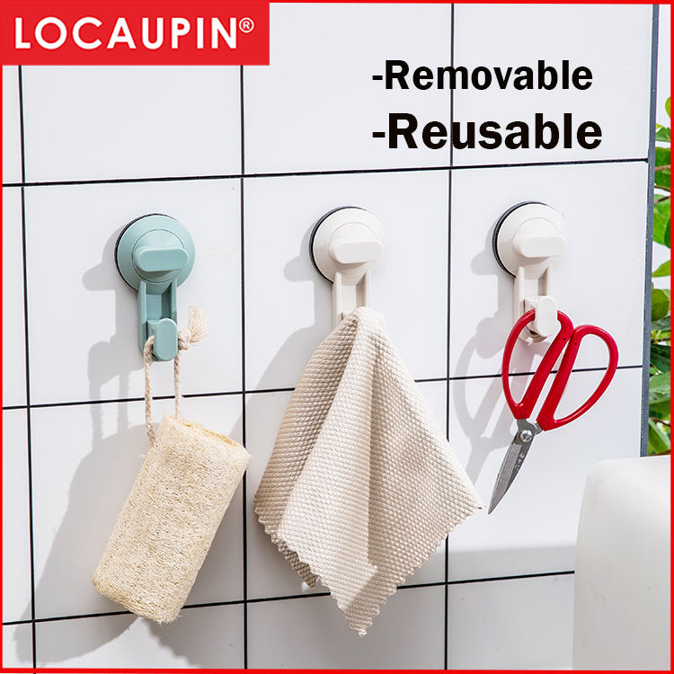 Locaupin Strong Vacuum Suction Cup Hooks,Organizer for Towel, Robe ...
