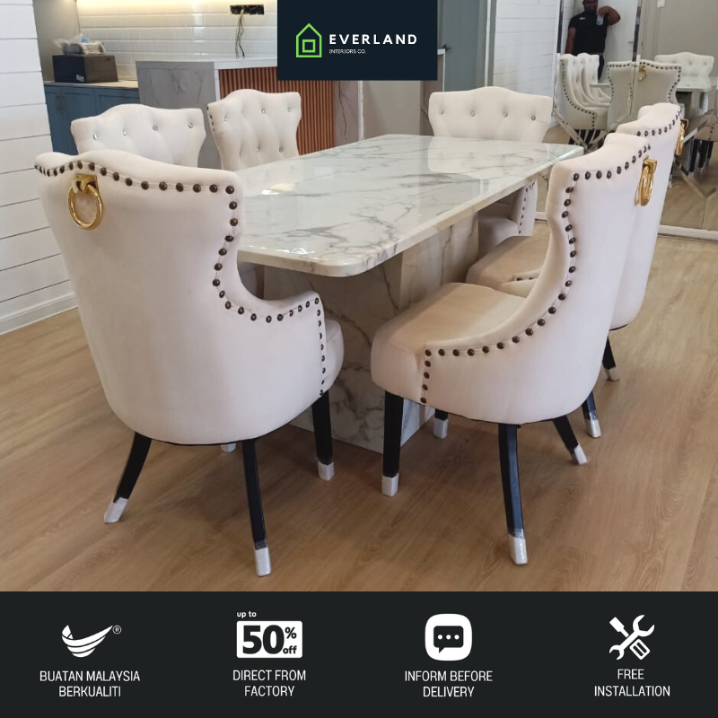 Everland Chesterfield Dining Set Shape Camel Bawang Bentuk Camel Set ...