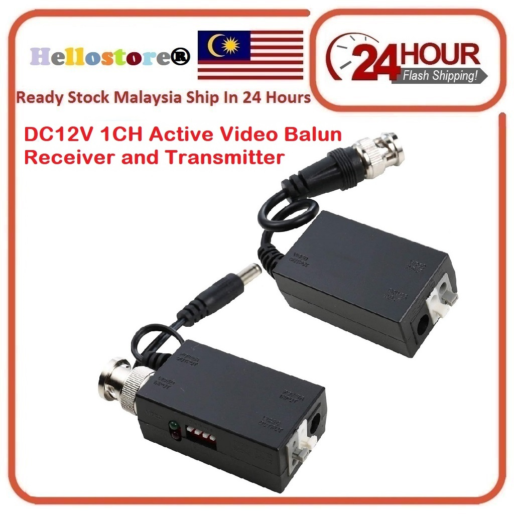 DC12V 1CH Active UTP Video Receiver and Transmitter Balun BNC Video ...
