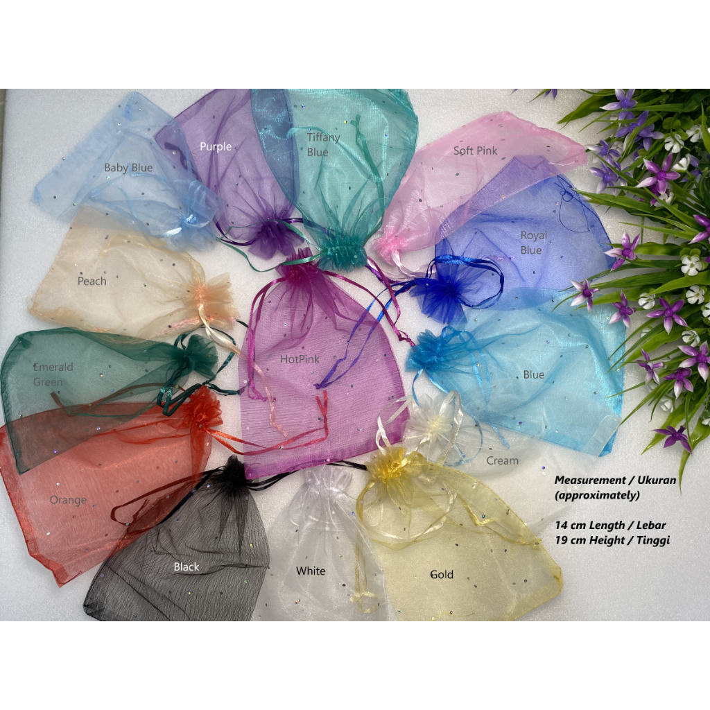 1 packet (10 pcs) 14 cm x 19 cm Organza Pouch Uncang for Fruit Cookies ...