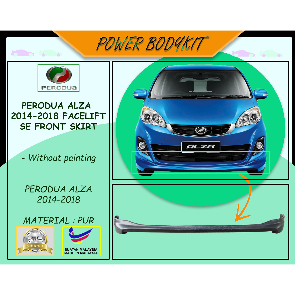 READY STOCK Perodua Alza 2014-2018 Facelift SE Front Skirt 2014 2015 ...