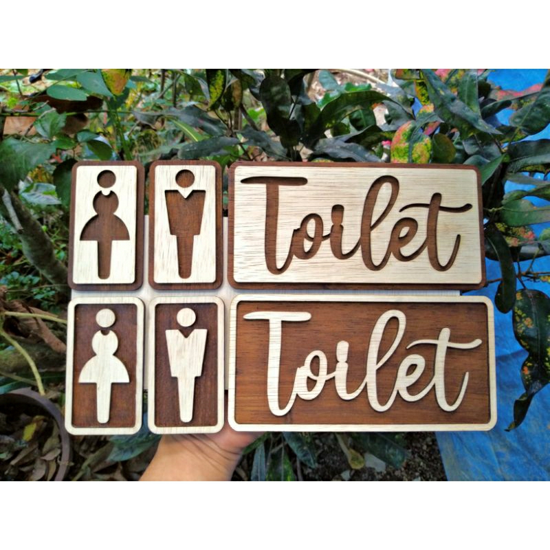 3D Toilet Tandas Lelaki Wanita Sign Board Wall Door Home Deco Wooden ...