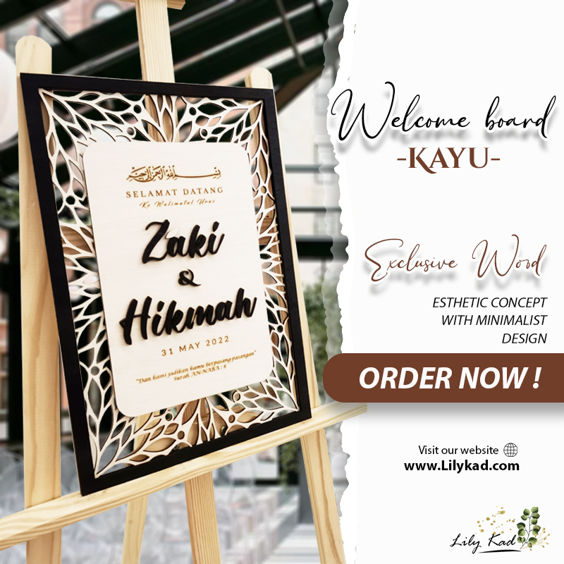 Welcome Board Kayu, Minimalist Welcome Board Custom, Wedding Signage ...
