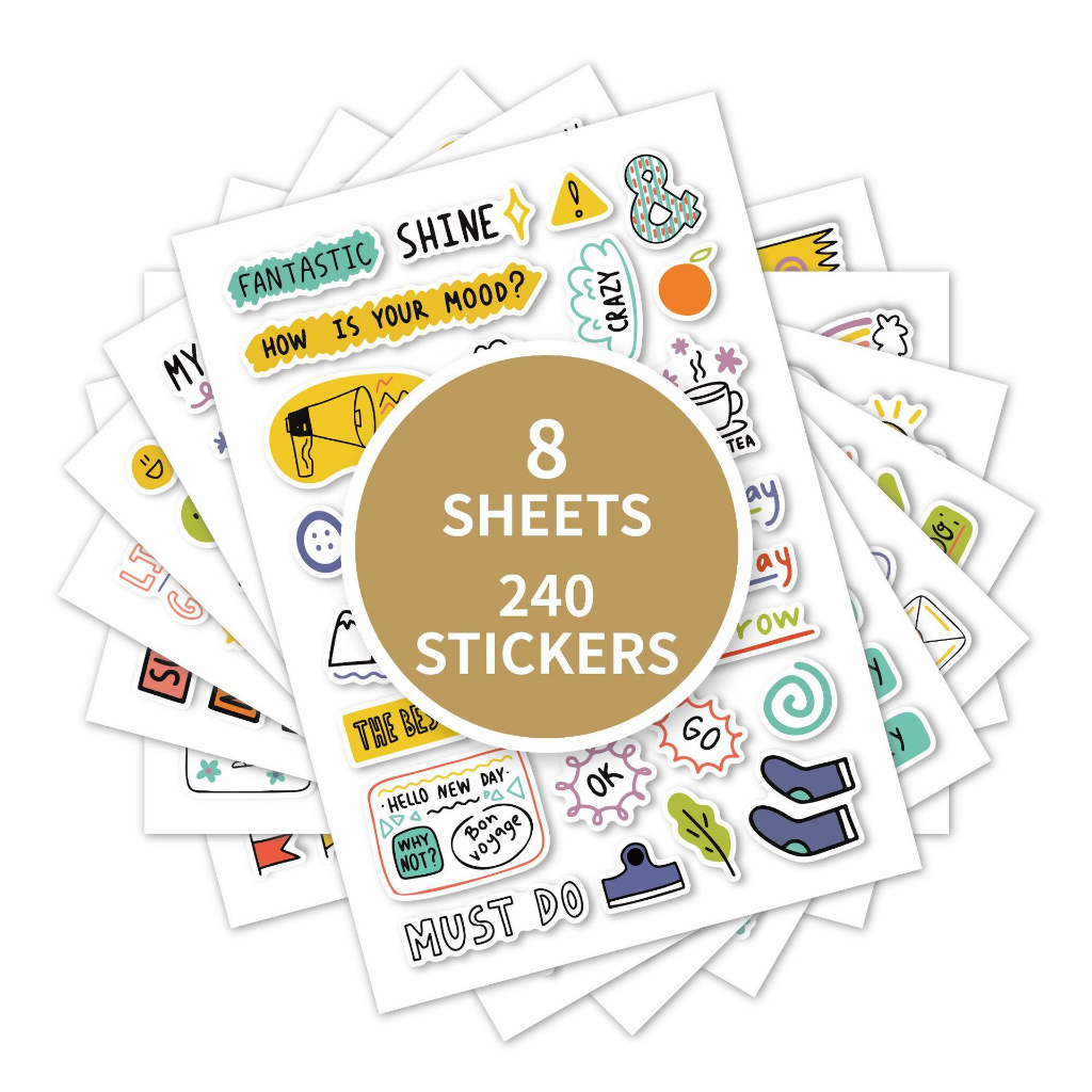 240Pcs 8sheets Journal Planner Stickers Scrapbooking School Stationery ...