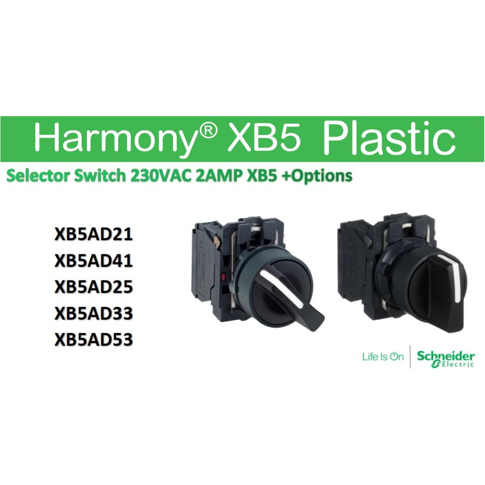 SCHNEIDER Selector Switch 230VAC 2AMP XB5 +Options XB5AD21 / 41 / 25 ...